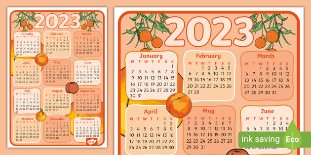 FREE! - Peach Themed 2023 Wall Calendar (teacher made)