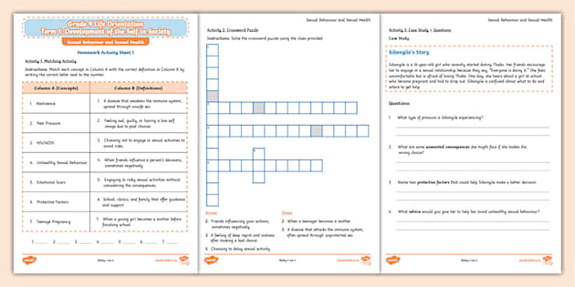Grade 9 Life Orientation Sexual Behavior and Sexual Health Homework ...