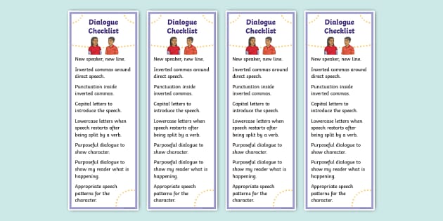 Dialogue Bookmark Checklist (teacher made) - Twinkl