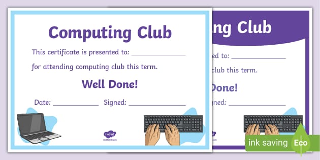 Computing Club Certificates Twinkl (teacher made) - Twinkl