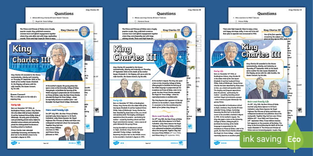 FREE! - UKS2 King Charles III Differentiated Reading Comprehension