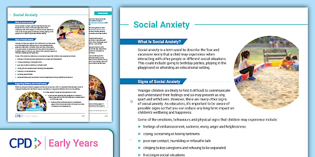 CPD: Social Anxiety (Handout) | Early Years CPD - Twinkl