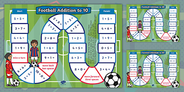 Football-Themed Differentiated Addition Board Game - Twinkl