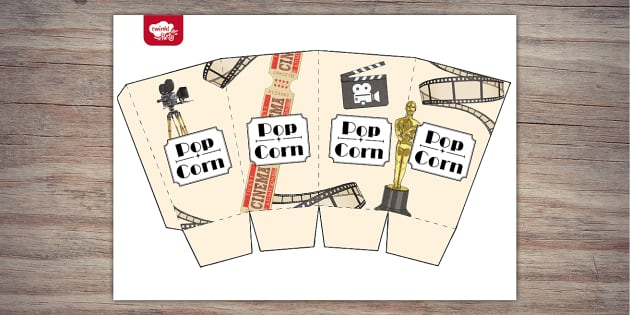 Movies Popcorn Box Craft Template | Twinkl Party - Twinkl