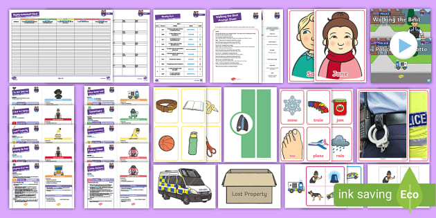 Phonics Level 1 Week 14 - Police Weekly Lesson Pack - Twinkl