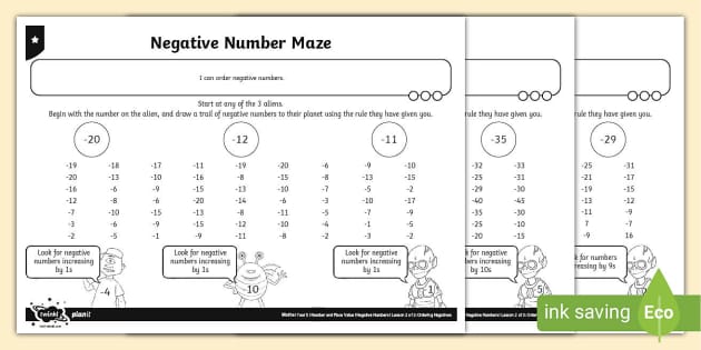 Negative Number Maze Worksheet / Worksheet (Teacher-Made)
