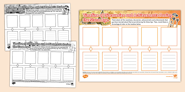 * NEW * Stone Age Achievements Timeline Worksheet - Twinkl