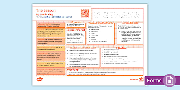 Level 4 School Journal The Lesson (teacher made) - Twinkl
