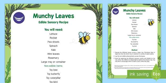 Munchy Leaves Edible Sensory Recipe (teacher made) - Twinkl
