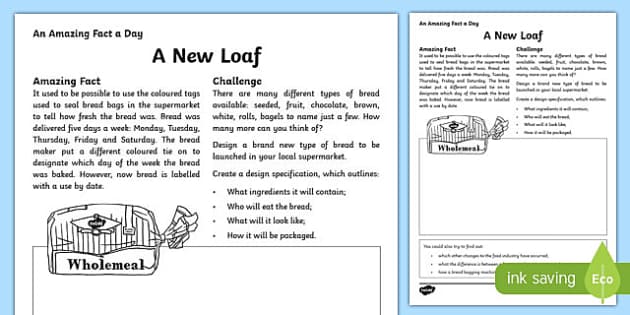 A New Loaf Worksheet / Worksheet, worksheet - Twinkl