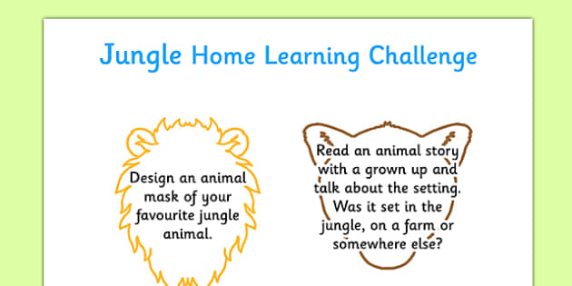EYFS Jungle Home Learning Challenge Sheet Nursery FS1