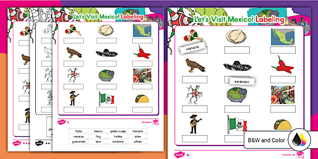Let's Visit Mexico! Differentiated Labeling Worksheet