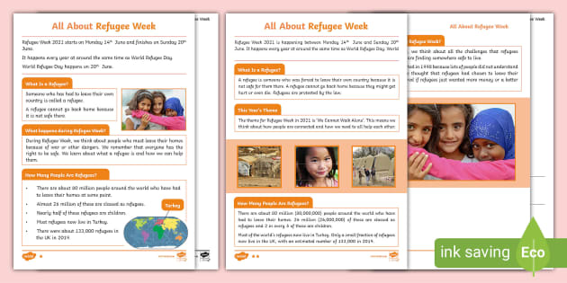 KS1 Refugee Week Differentiated Reading Comprehension Activity