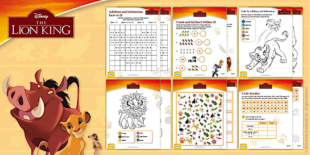 The Lion King: Math Activity Pack for K-2nd Grade - Twinkl