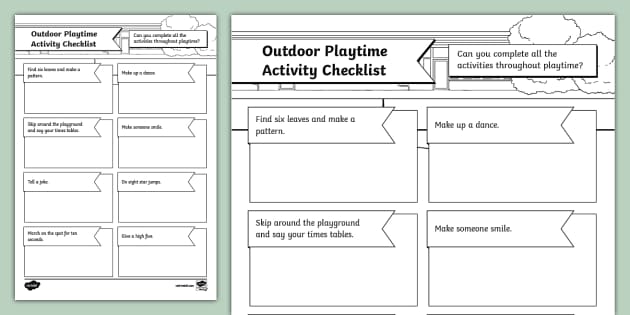 Outdoor Playtime Activity Checklist (teacher made) - Twinkl