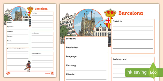 Barcelona Fact File Template (teacher made) - Twinkl