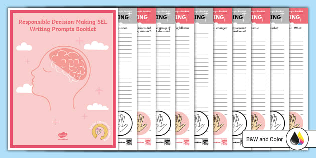Responsible Decision Making SEL Writing Prompts Booklet for 6th-8th Grade