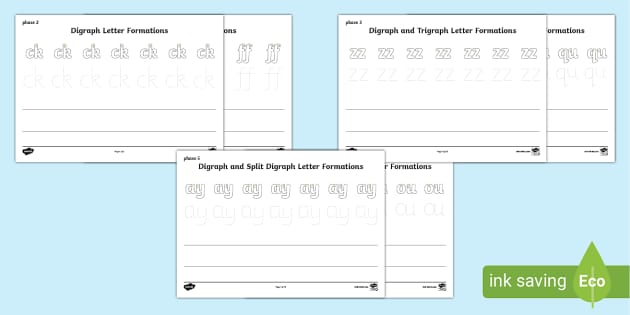 Digraph and Trigraph Letter Formation Worksheets - Twinkl