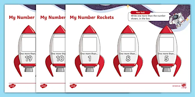 Editable My Number Rockets Activity (One More) - Twinkl