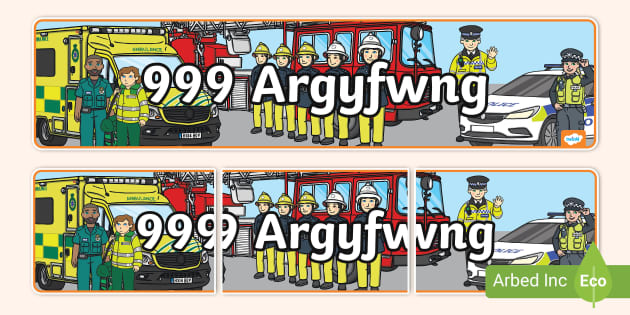 999 Argyfwng 999 Emergency Display Banner (Teacher-Made)