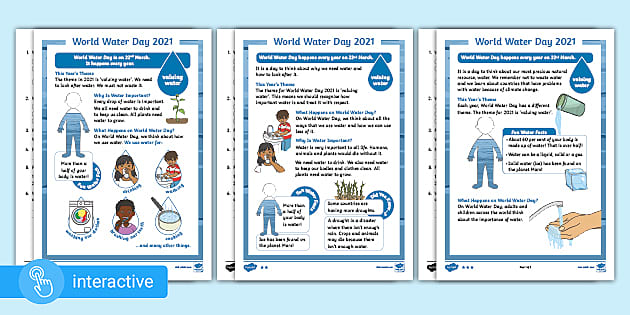 Interactive PDF: KS1 World Water Day 2021: Valuing Water Differentiated