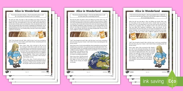 LKS2 Alice in Wonderland Differentiated Reading Comprehension Activity