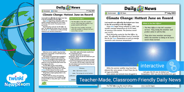 Climate Change: Hottest June on Record | Twinkl NewsRoom