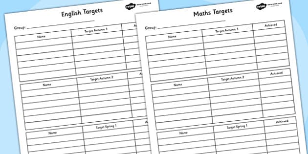 FREE! - Half Termly Group Maths and English Targets- Maths, English ...