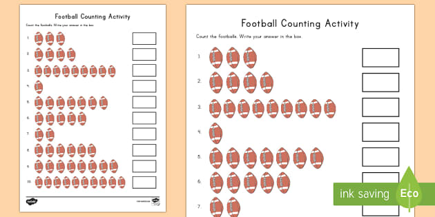 Super Bowl Counting Worksheet / Activity Sheet - Super Bowl