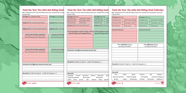 Twist the Text: The Red Riding Hood Collection Compare the Text ...