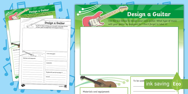 Design a Guitar Worksheet (teacher made) - Twinkl