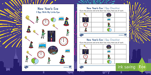 New Year's Eve I Spy Activity (Hecho por educadores)