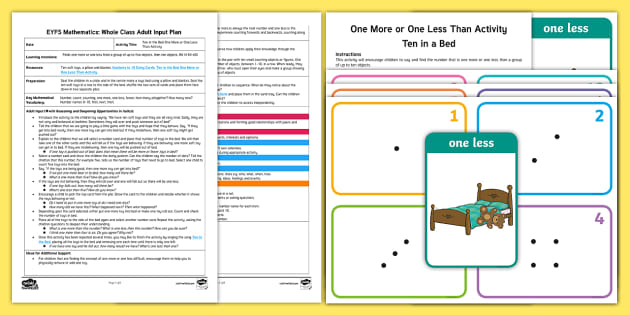 * NEW * EYFS Maths Ten in the Bed Comparison Plan and Resource Pack