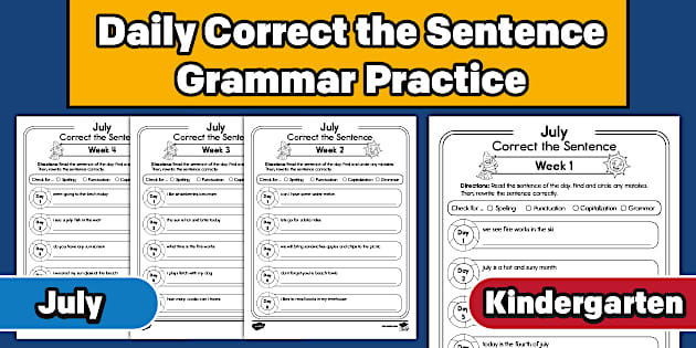 July Daily Correct the Sentence Grammar Practice