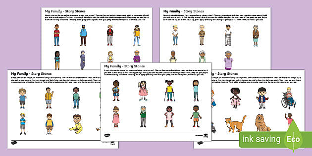 All About Me My Family Story Stone Image Cut Outs - story stone