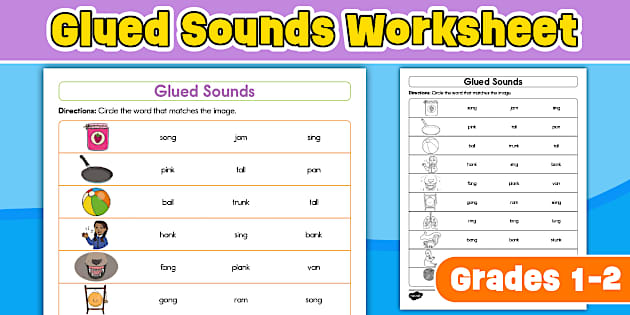 Glued Sounds Worksheet for 1st-2nd Grade