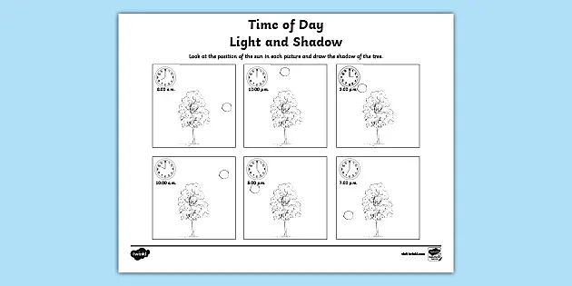Time of Day Light and Shadow Activity for 3rd-5th Grade