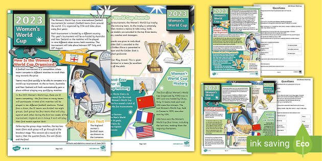 LKS2 2023 Women's World Cup Differentiated Reading Comprehension Activity