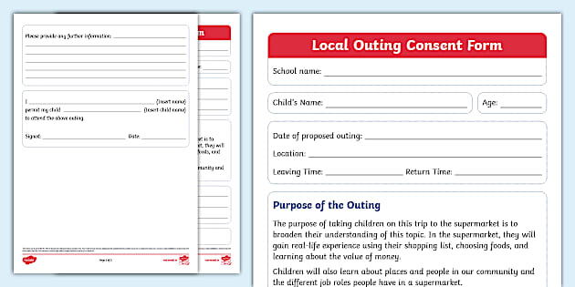 Supermarket Outings Permission Form (Teacher-Made) - Twinkl