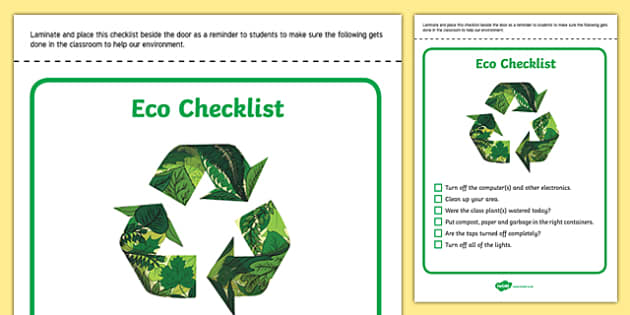 Eco Checklist (teacher made) - Twinkl