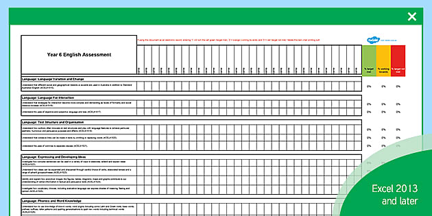 WA Curriculum English Year 6 Assessment Tracker - Twinkl