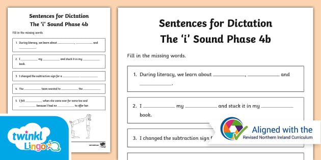 NI Linguistic Phonics Phase 4b 'i' Sound Dictation Sentences