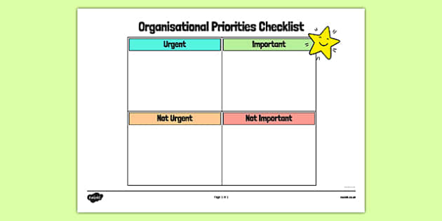 Organisational Priorities Checklist Planner (teacher made)