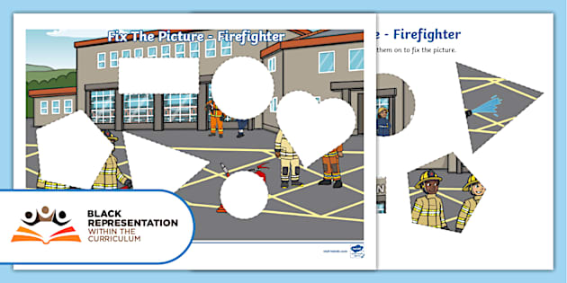 EYFS Diverse Firefighters Fix the Picture Activity - Twinkl