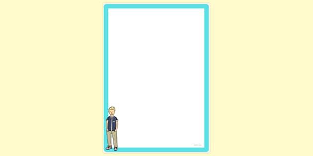 Simple Boy Stood Up Page Border | Page Borders | Twinkl