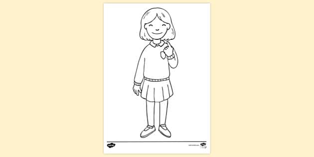 Student Pointing At Themself Colouring | Colouring Sheets
