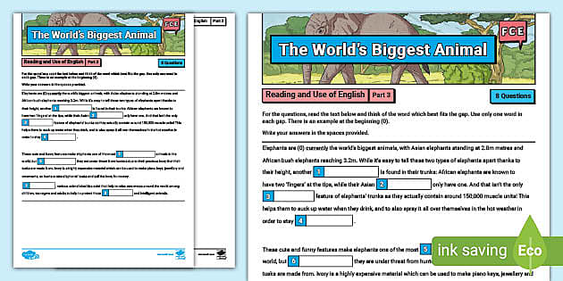 ESL B2 FCE Reading and Use of English Part 3 (Elephants)