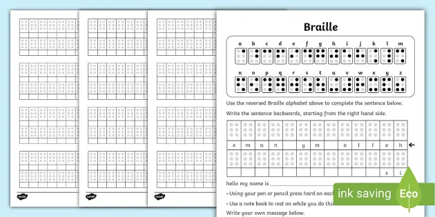 Braille Worksheets For Solids
