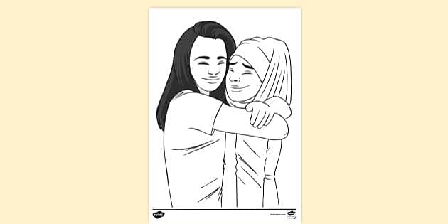 FREE! - Hugging Colouring Sheet (teacher made) - Twinkl