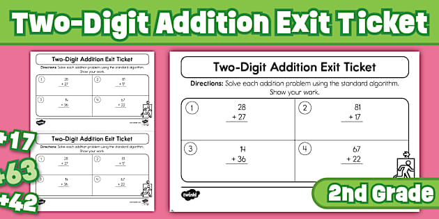 Second Grade Two-Digit Addition Using the Standard Algorithm With and ...